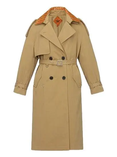 Mcm Oversized Cotton-nylon Trench Coat - Beige