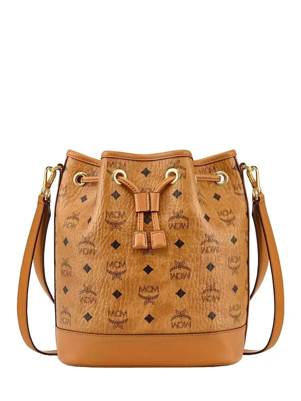 Mcm Dessau Drawstring Bucket Bag - Cognac