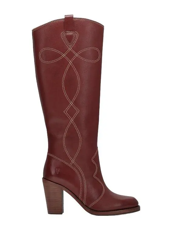Frye Corinne Tall Deco Stitch Boots - Red