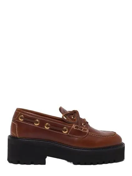 Maje Boat Moccasins With Chunky Sole - Brown