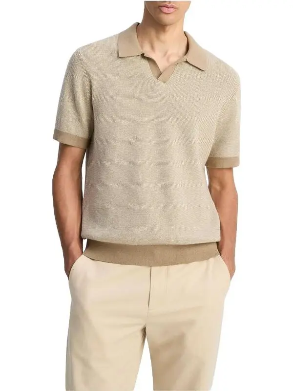 Vince Colorblocked Cotton-cashmere Johnny-collar Sweater - Stripe