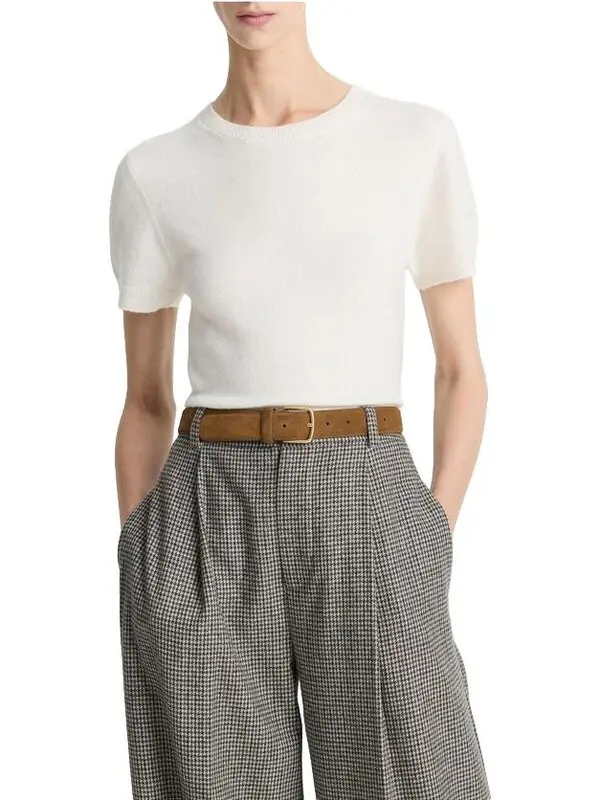 Vince Wool & Cashmere-blend Short-sleeve Sweater - White