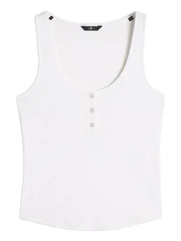 7 For All Mankind Ribbed Henley Tank - White