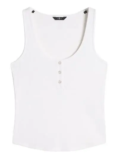 7 For All Mankind Ribbed Henley Tank - White