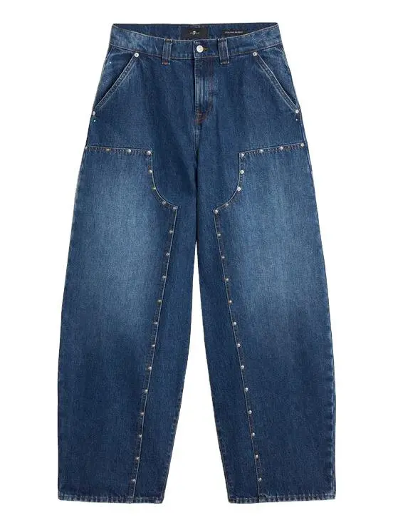 7 For All Mankind Studded Balloon Jeans - Blue
