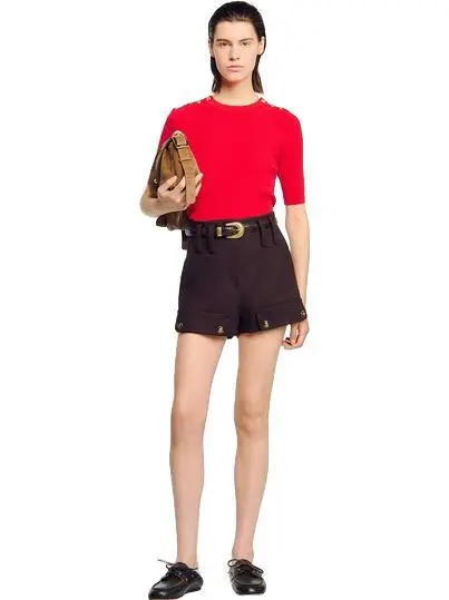 Sandro Short-sleeve Ribbed Sweater - Red