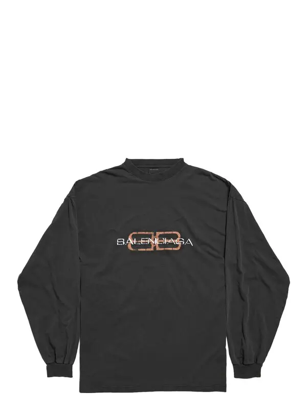 Balenciaga Bb Icon Stencil Long Sleeve T-shirt Large Fit - Black