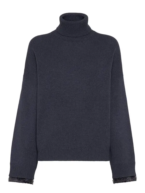 Brunello Cucinelli Sequin-detailed Rollneck Sweater - Blue