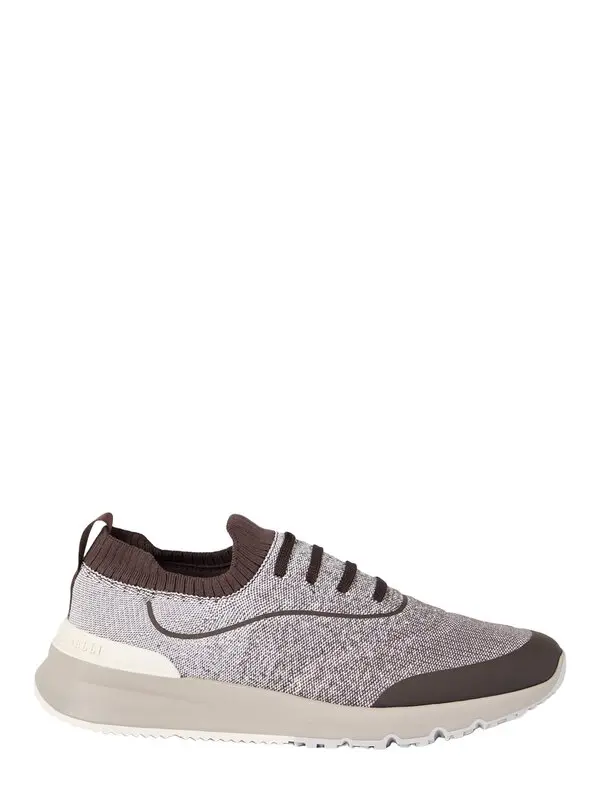 Brunello Cucinelli Cotton-knit Sneakers - Brown