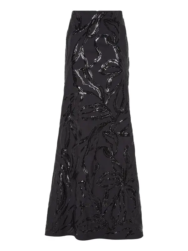 Brunello Cucinelli Embellished Maxi Skirt - Black