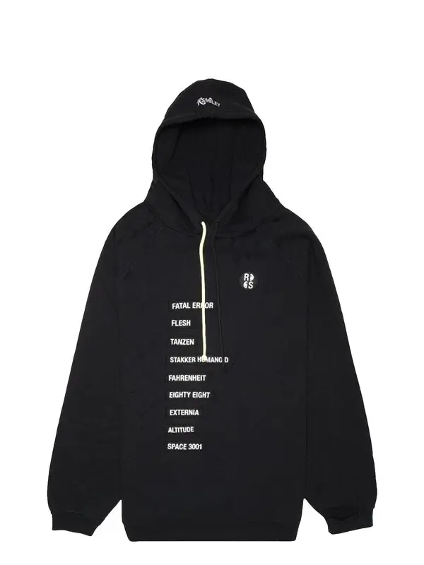 Raf Simons Big Fit Hoodie With Patched Text - Black