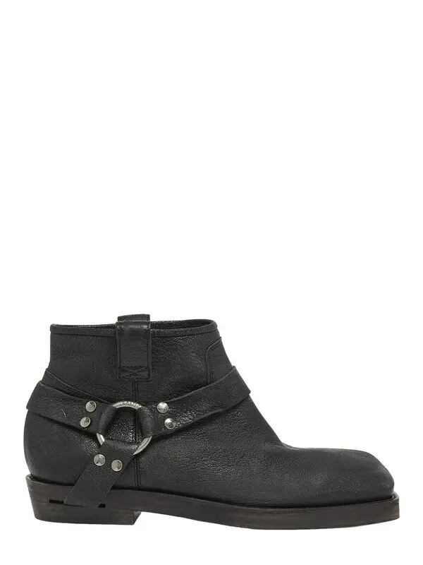 Balmain Biker Calfskin Ankle Boots - Black