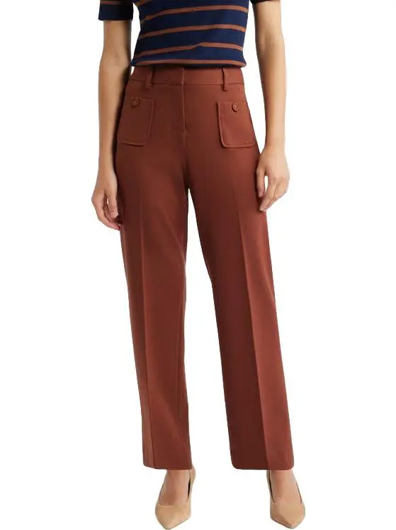 TAHARI ASL Patch Pocket Straight-leg Trousers - Tawny