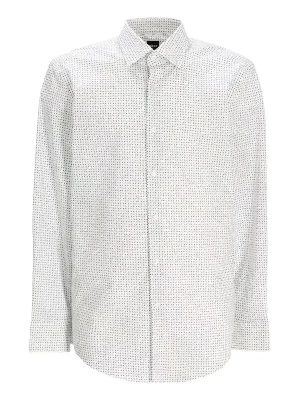 BOSS Micro-pattern Cotton Shirt - White