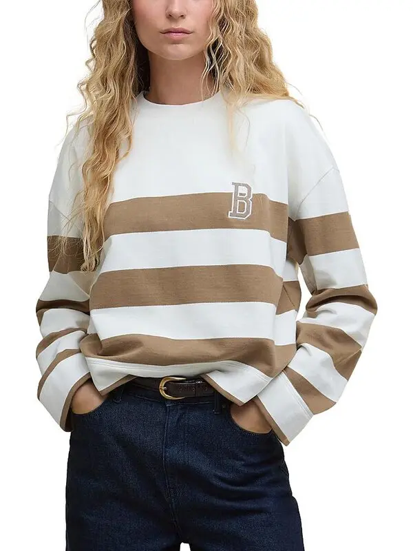 Barbour Faye Striped Sweatshirt - Military Brown Stripe