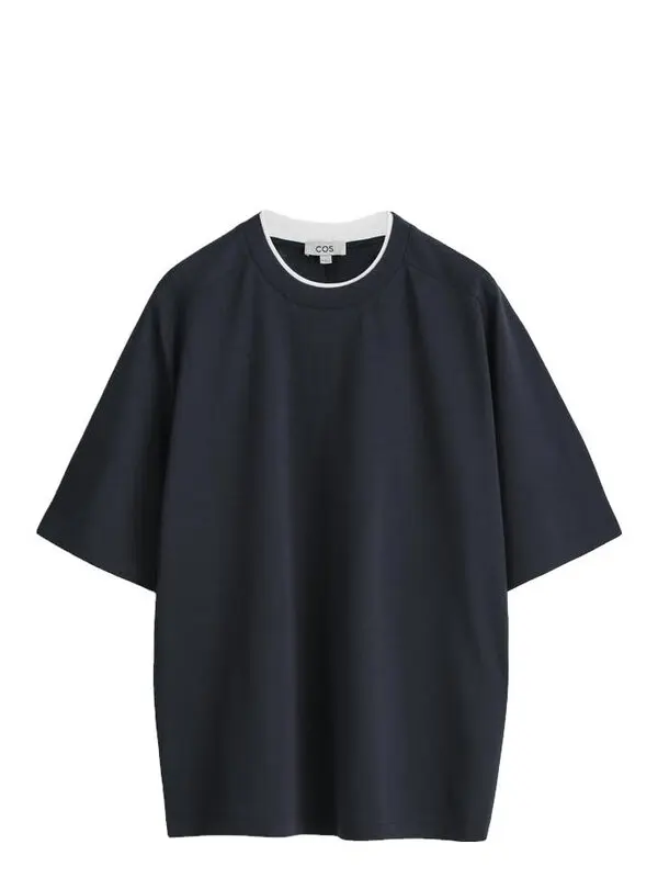 Cos Oversized Interlock Layered-effect T-shirt - Black/white