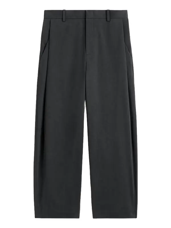 Cos Wide-leg Pleated Cotton Trousers - Black