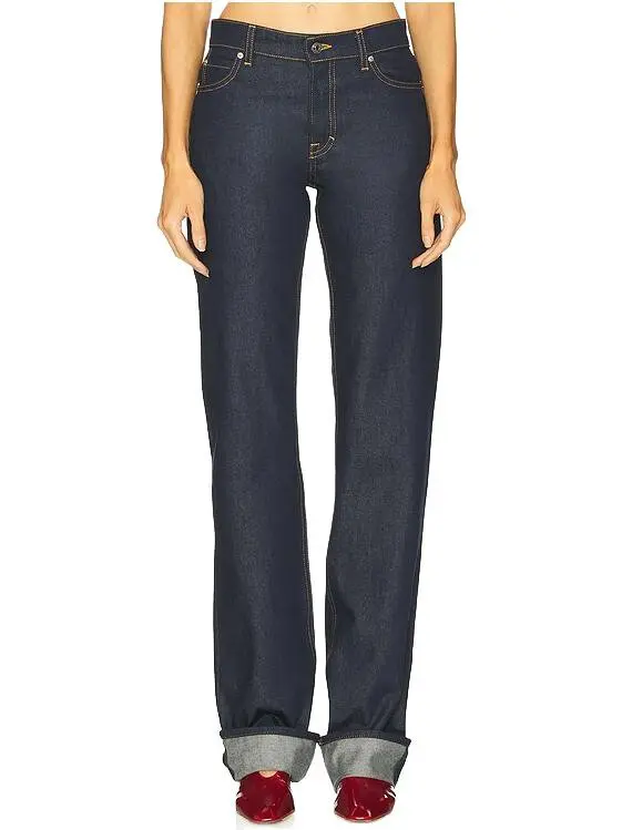 GRLFRND Graham Low Rise Straight Cuffed Denim - Blue