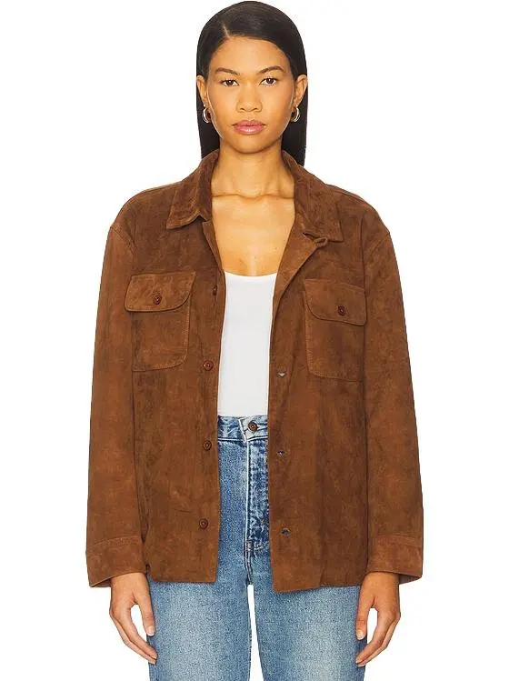 FOUND Suede Camp Shirt - Brown