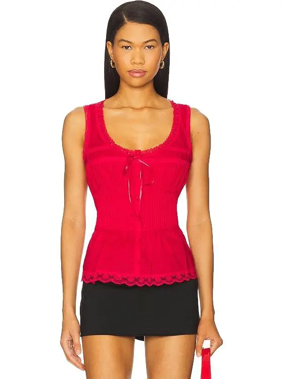 GUIZIO Lillie Pintuck Top - Red Love