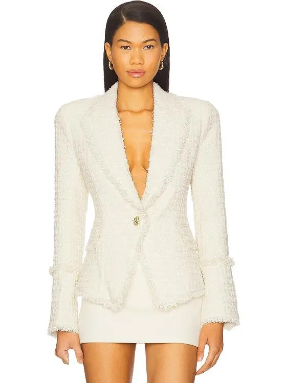 L'Agence Kaisley Blazer With Fray - Vintage White