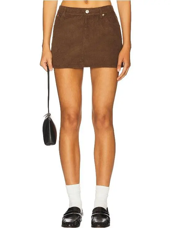 EB DENIM Cherry Mini Skirt - Chocolate Corduroy
