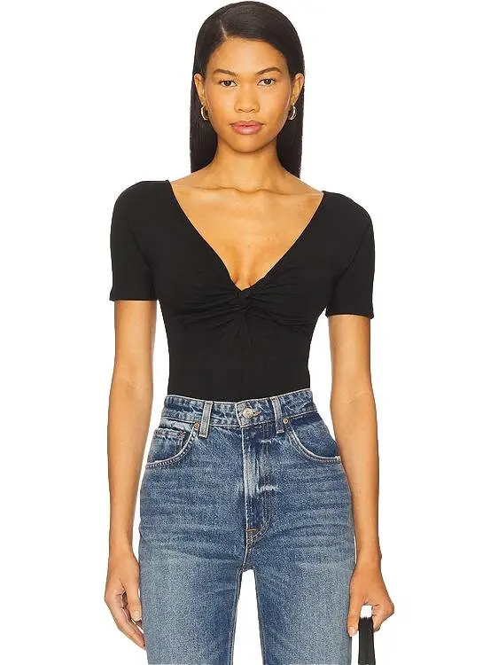 Good American Jersey Twist Front Bodysuit - Black001