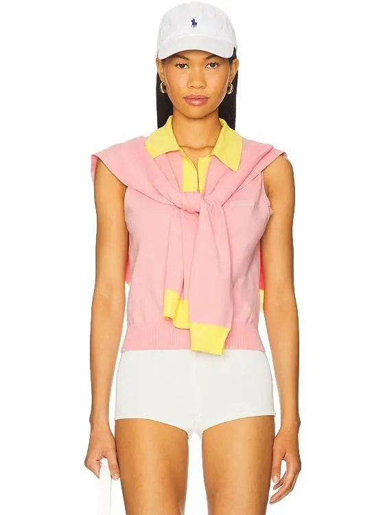 Monse Knitted Polo With Tie Scarf - Powder Pink