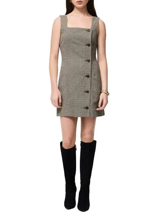 French Connection Houndstooth Mini Sheath Dress - Brown Multi