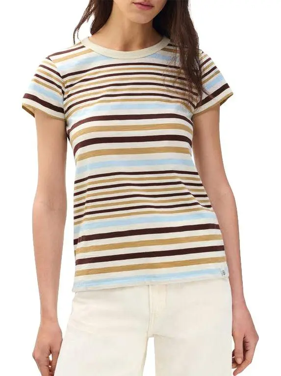 Rag & Bone The Slub Stripe T-shirt - Ivory Multi