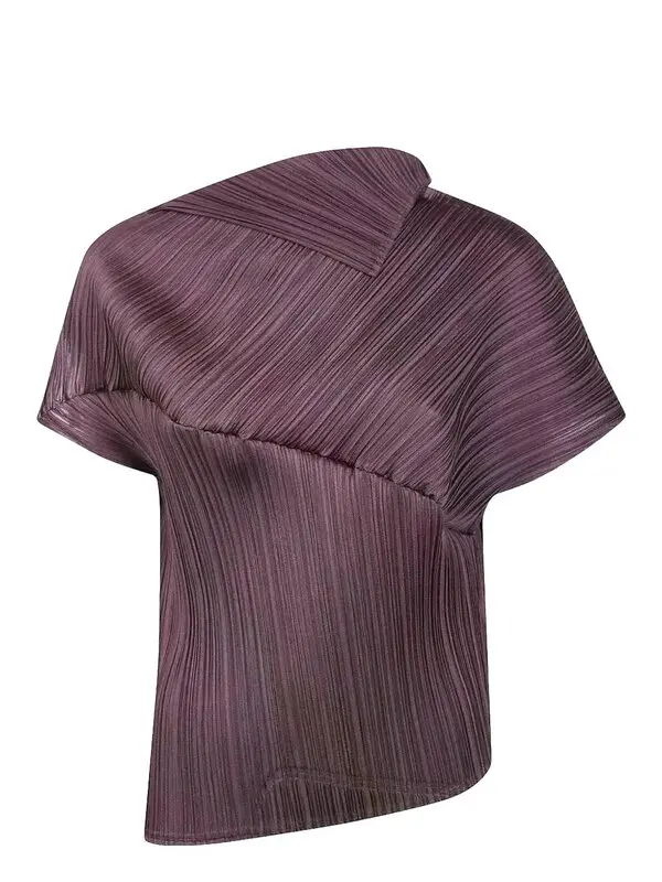 Issey Miyake Leap Pleated Asymmetric Top - Brown
