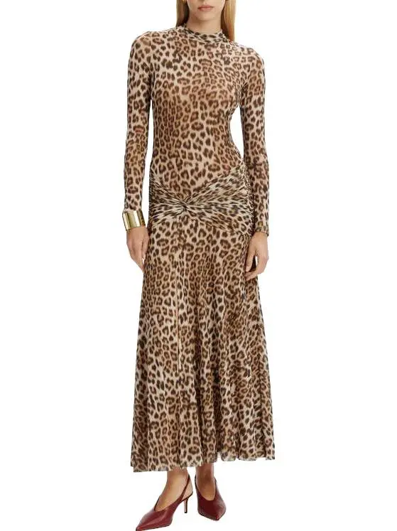 Bardot Lea Leopard Print Mesh Midi Dress - B Leopard