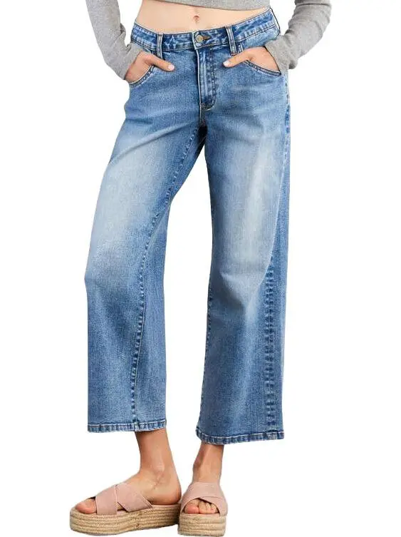HINT OF BLU High-rise Ankle Relaxed Straight Leg Jeans - Relaxed Blue