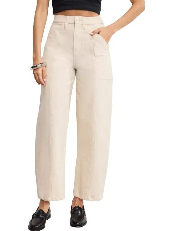 Good American Cropped Barrel Leg Pants - Canvas