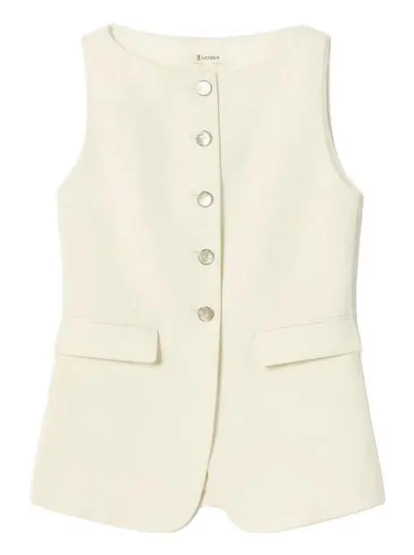 Lilysilk Sleeveless Silk Georgette Vest - Lily White