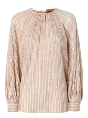 Missoni Flared Crew Neck Top With Lamé Stripes - White