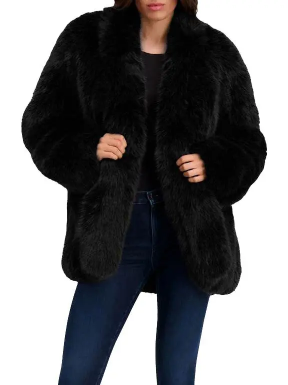 LYLA GRANT Faux Fox Jacket - Black