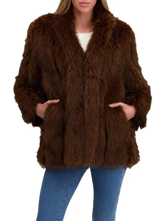 LYLA GRANT Fur-free Fox Jacket - Brown Multi