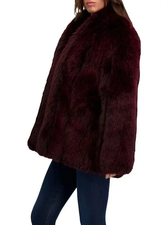 LYLA GRANT Faux Fox Jacket - Wine Multi