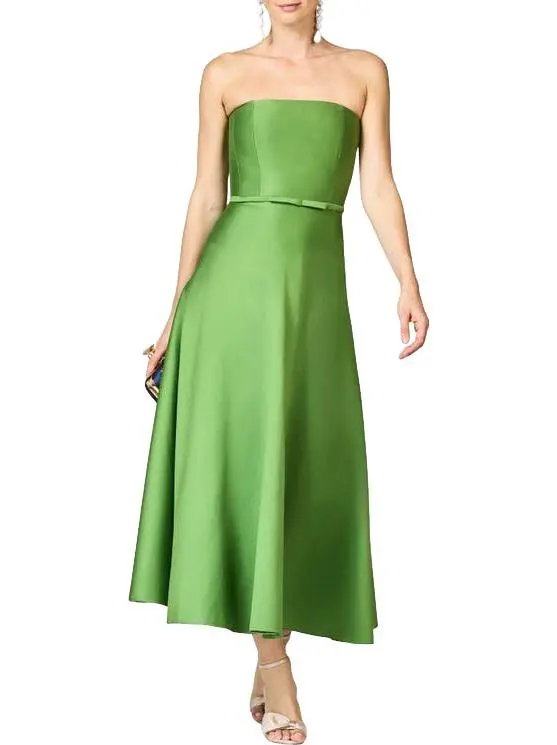 Sachin & Babi Darian Strapless Satin A-line Gown - Green Garnet