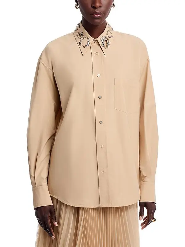 Fabiana Filippi Embellished Cotton Shirt - Medium Beige