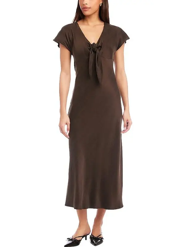 Fifteen Twenty Emmeline Tie Front Dress - Brown