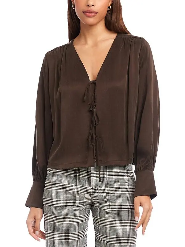 Fifteen Twenty Kayla Tie Front Blouse - Brown
