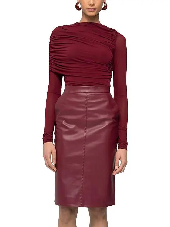 Ronny Kobo Dorian Leather Skirt - Burgundy
