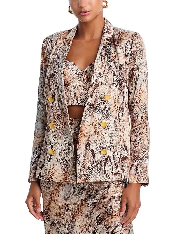 L'Agence Colin Double-breasted Silk Blazer - Tan Multi