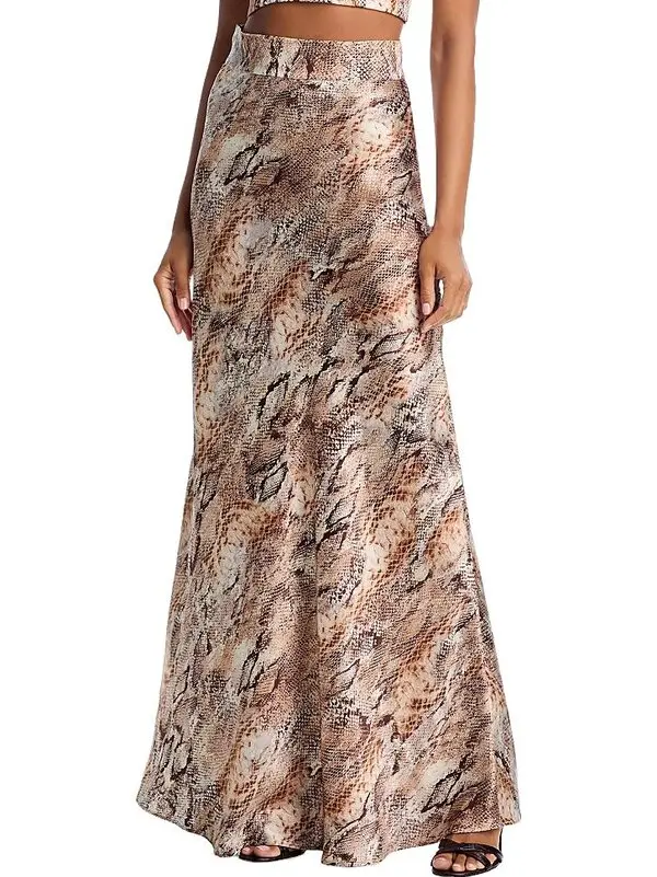 L'Agence Ryker Silk Maxi Skirt - Tan Multi