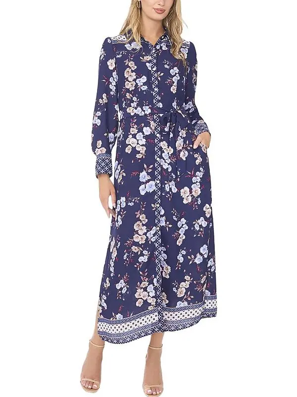 Vince Camuto Long Sleeve Maxi Shirt Dress - Deep Sky