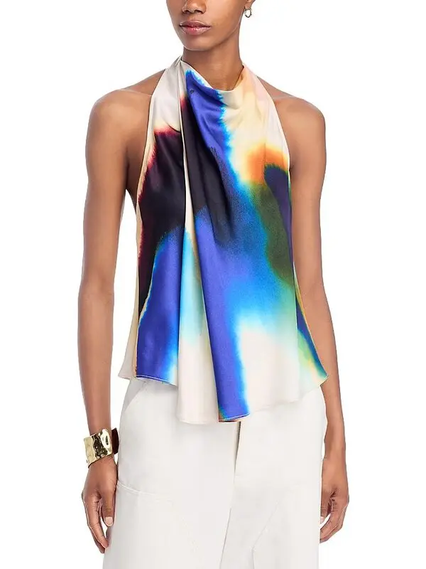 A.L.C. Ada Printed Cowlneck Top - Lapis Multi