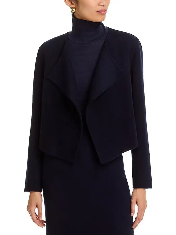 Lafayette 148 New York Foldover Lapel Crop Jacket - Ink