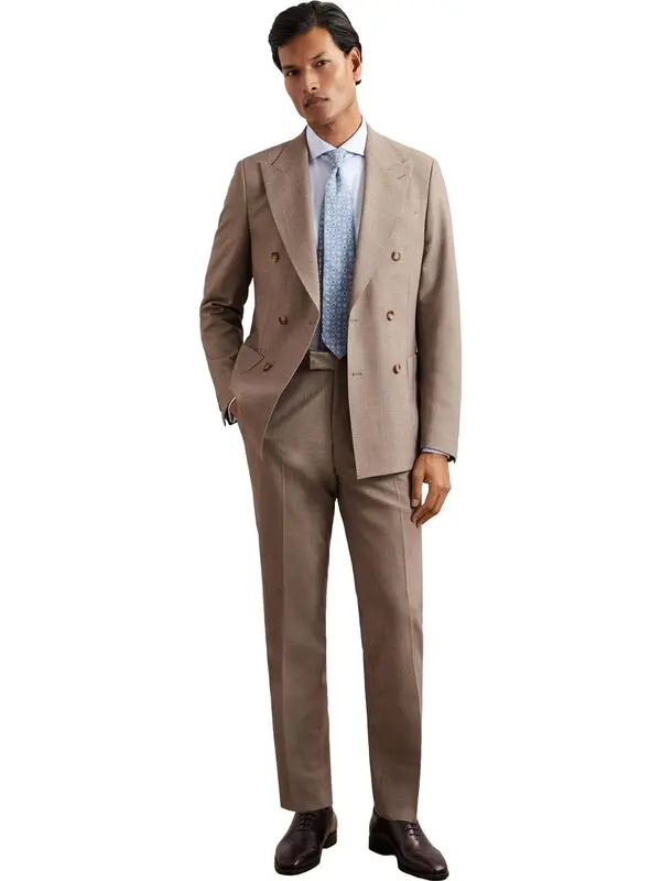 REISS Belmont Slim-fit Wool Suit Trousers - Brown
